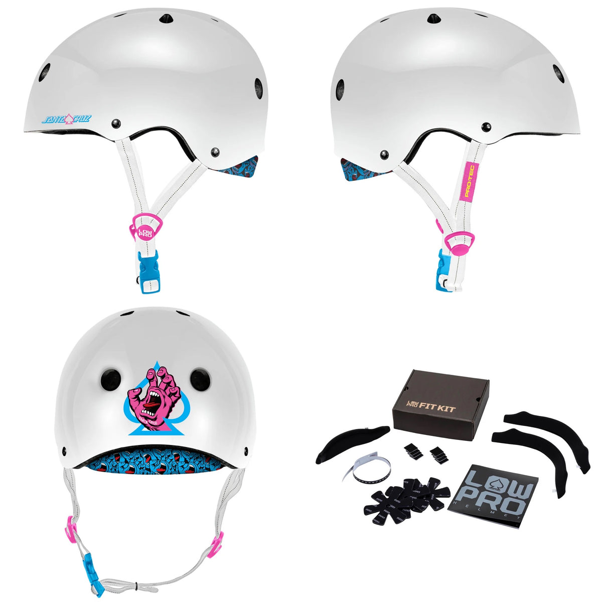 Helmet - Protec - Low Pro Certified - Santa Cruz White – Al's Skate Co